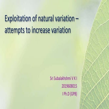 Exploitation of natural variation | PPTX