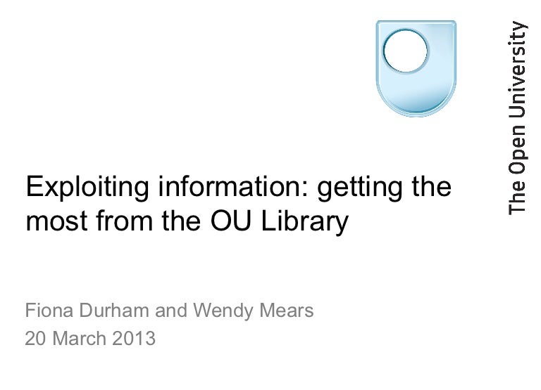 Exploiting Information 13