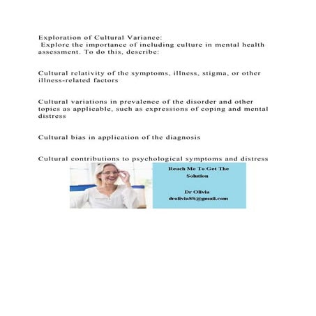 Exploration of Cultural Variance Explore the importance of includ.docx