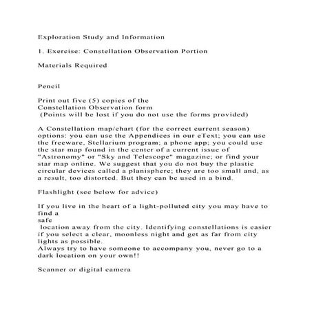 Exploration Study and Information1. Exercise Constellation Obse.docx