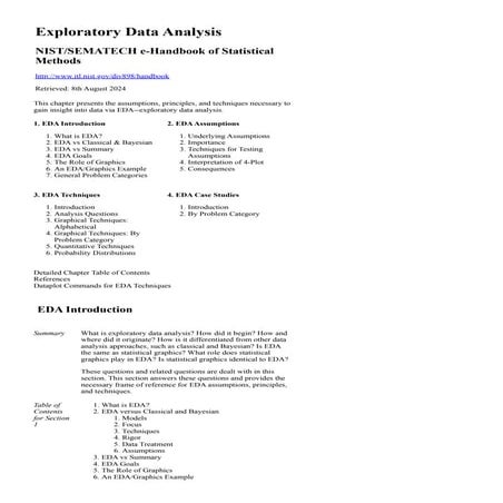Exploratory Data Analysis Nist Ehandbook Of Statistical Methods Outpdf
