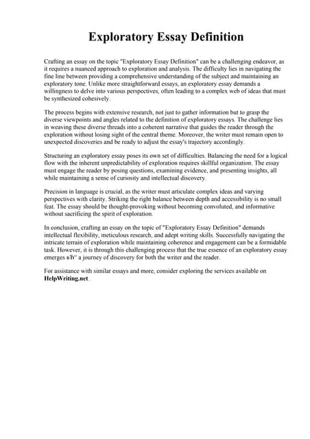 Example Of An Exploratory Essay. Touro College | PDF
