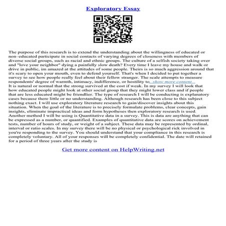 Exploratory Essay Sample | PDF