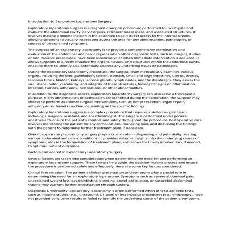 Exploratory Laparotomy Surgery.docx | Digestive Disorders | Diseases ...