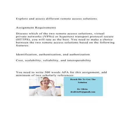 Explore and assess different remote access solutions.Assignm.docx