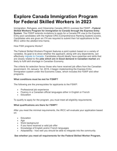 A Guide to Canada Federal Skilled Worker Program.docx