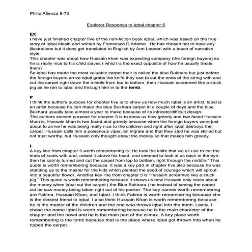 Explorer response to iqbal chapter 5 | DOCX