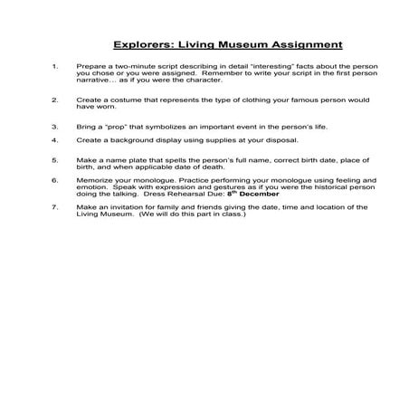 Explorers+ +Living+Museum | DOCX | National & Civic Holidays | Holidays