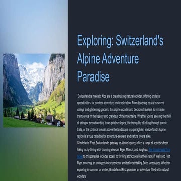 "Embracing the Beauty of Grindelwald First: A Year-Round Alpine ...
