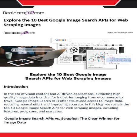 Explore the 10 Best Google Image Search APIs for Web Scraping Images.pptx