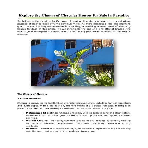 Explore the Charm of Chacala: Houses for Sale in Paradise | PDF