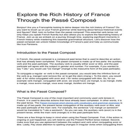Explore the Rich History of France Through the Passé Composé.pdf