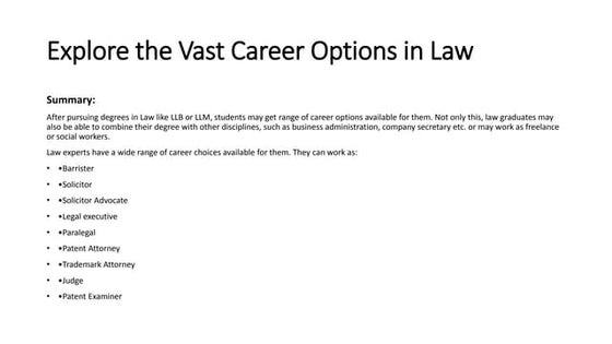Law as a career | PPT | Legal Services Industry | Industries