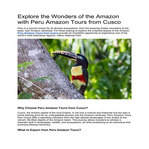 Explore the Wonders of the Amazon with Peru Amazon Tours from Cusco.docx