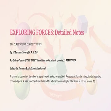 5.EXPLORING-FORCES-Detailed-Notes.pdf/8TH CLASS SCIENCE CURIOSITY | PDF
