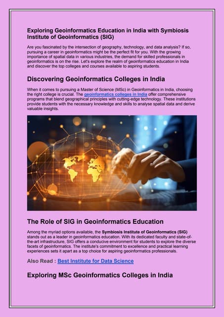 Why Geoinformatics is the Career Path of Tomorrow | PDF