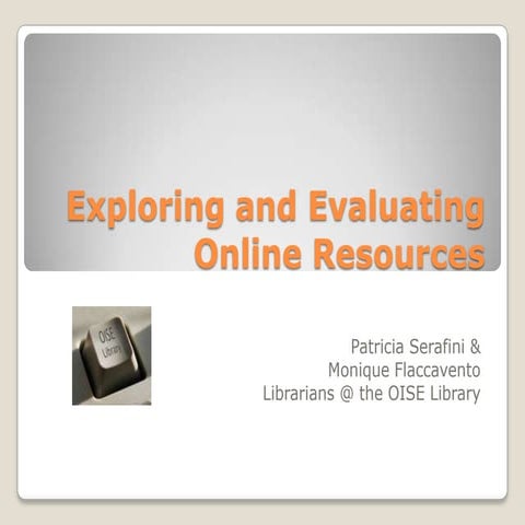 Exploring and evaluating online resources | PPTX