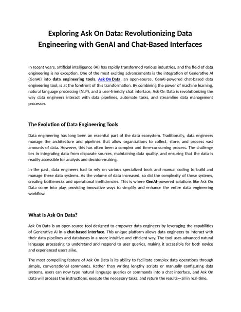 Unlocking The Future Of Data Engineering With Open Source Genai Powered Tool Ask On Datapptx