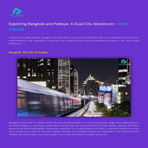 Travel Bangkok pattaya with Imity Travels | PDF