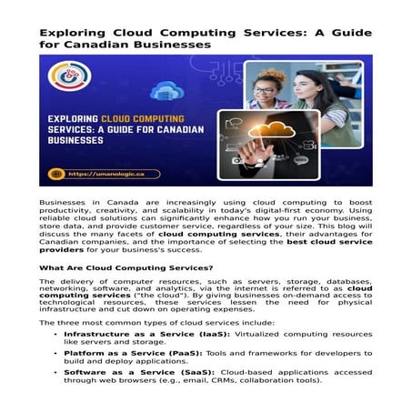 Exploring Cloud Computing Services: A Guide for Canadian Businesses | PDF