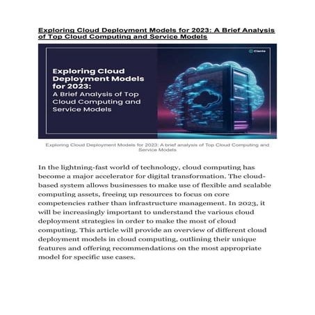 Exploring Cloud Deployment Models For 2023pdf