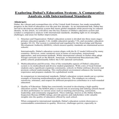 Exploring Dubai's Education System: A Comparative Analysis with ...