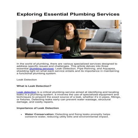 Exploring Essential Plumbing Services | PDF | Water Services | Home ...