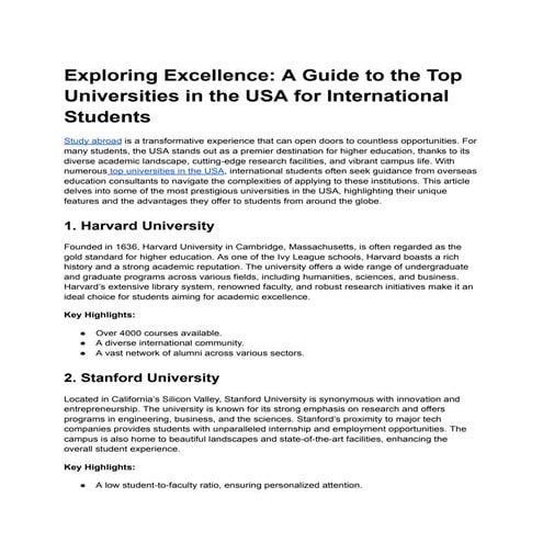 Exploring Excellence_ A Guide to the Top Universities in the USA for ...