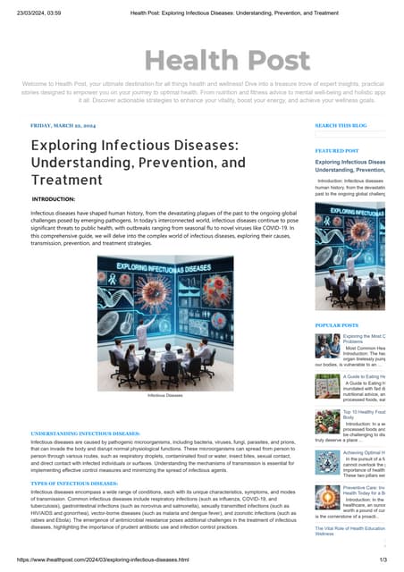 New Infectious Diseases: A-Z Ultimate Guide (up to date) | The Lifesciences Magazine | PDF