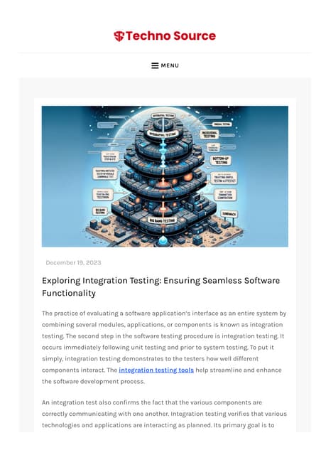 Exploring Integration Testing Ensuring Seamless Software Functionality Pdf