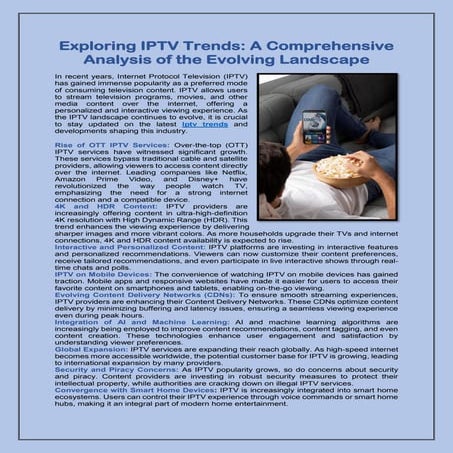 Exploring IPTV Trends: A Comprehensive Analysis of the Evolving ...