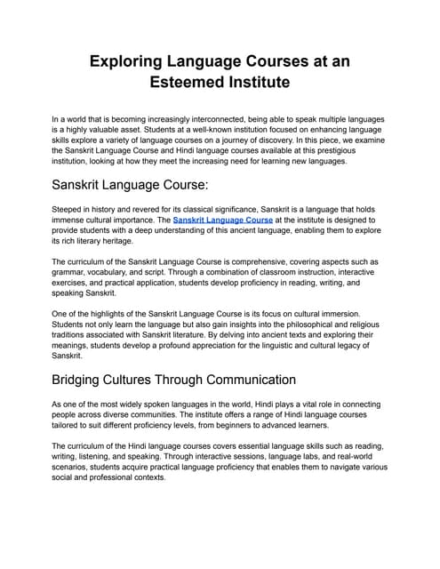 The Essence of India's Linguistic Heritage with Sanskrit and Hindi Courses.pdf | Hinduism ...