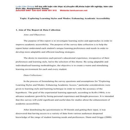 Exploring Learning Styles and Modes Enhancing Academic Accessibility | DOCX