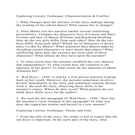 Exploring Literary Technique Characterization & Conflict1. What.docx