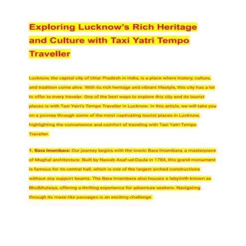 Tempo Traveller in Lucknow | PDF