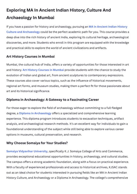 Exploring the Richness of MA in Ancient Indian History Culture and ...