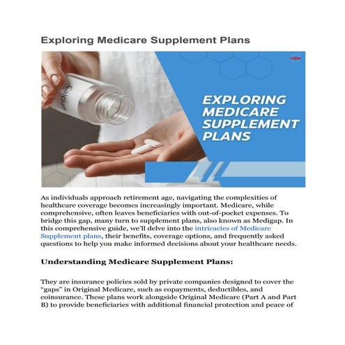 Medicare Supplement Insurance Plans | PPTX