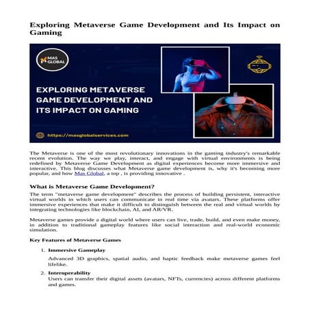Exploring Metaverse Game Development and Its Impact on Gaming | PDF