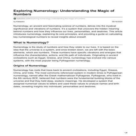 Exploring Numerology Understanding the Magic of Numbers | PDF
