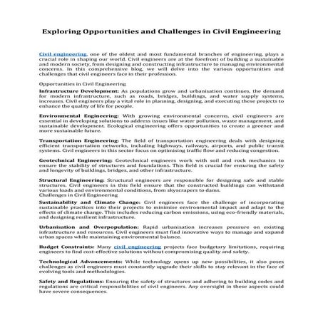 Exploring Opportunities and Challenges in Civil Engineering | PDF