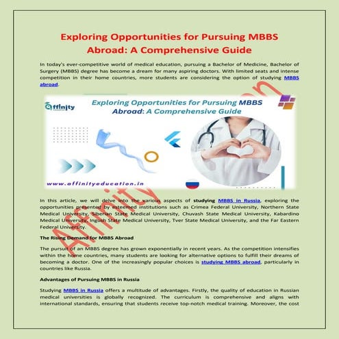 MBBS Abroad: A Comprehensive Guide | PDF