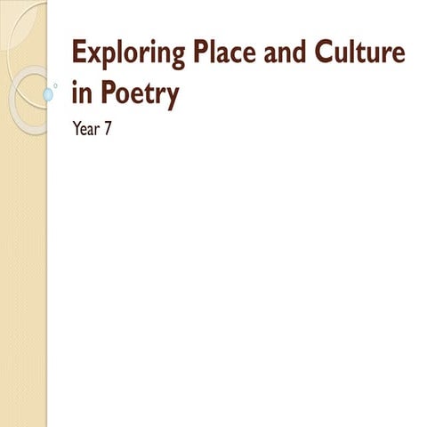 Exploring Place and Culture in Poetry | PDF
