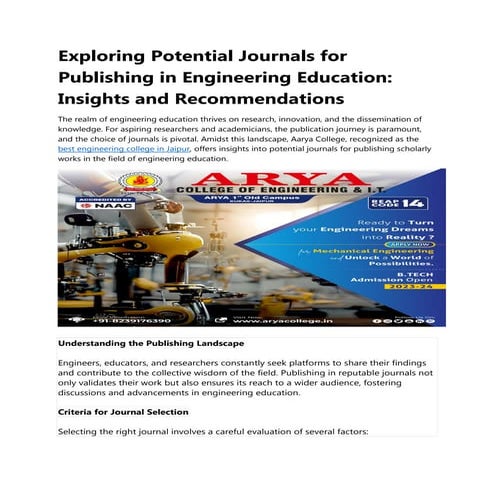 Exploring Potential Journals for Publishing in Engineering Education ...