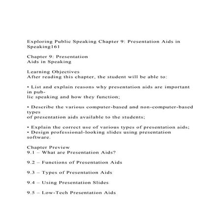 Exploring Public Speaking Chapter 9 Presentation Aids in Spea.docx