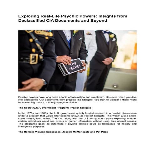 Exploring Real-Life Psychic Powers: Insights from Declassified CIA ...
