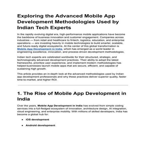 Exploring the Advanced Mobile App Development Methodologies Used by ...