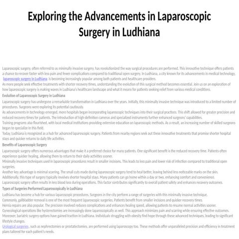 Exploring the Advancements in Laparoscopic Surgery in Ludhiana.pptx
