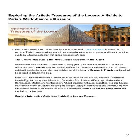 Exploring the Artistic Treasures of the Louvre A Guide to Pariss World ...