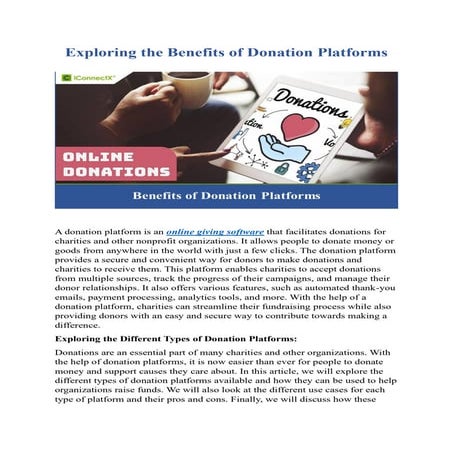 Unlocking the Power of Online Giving: The Impact of Donation Platforms ...