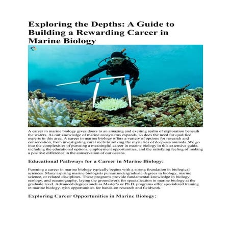 Career in Marine Biology: Educational Options, Employment Opportunities ...